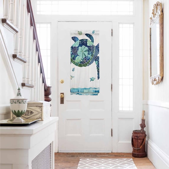 Blue Teal Coastal Turtle Door Curtains for Door Window, French ...