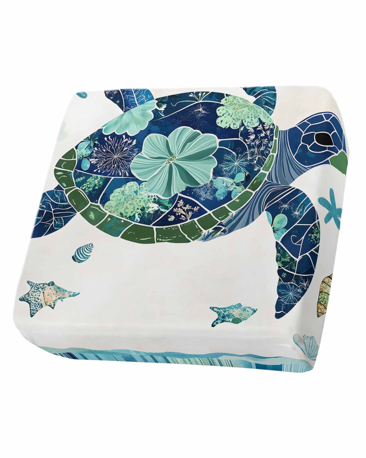 Blue Teal Coastal Turtle Sofa Couch Cushion Covers Washable, Removable ...