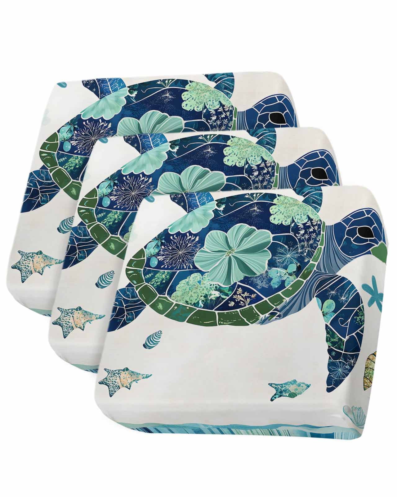 Blue Teal Coastal Turtle Sofa Couch Cushion Covers Washable, Removable ...
