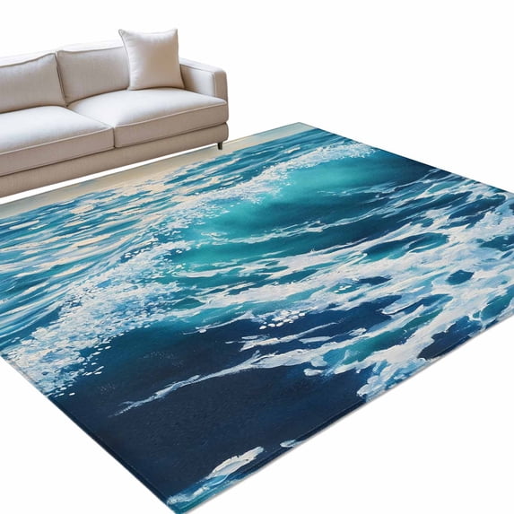 Blue Teal Coastal Washable Rug 2.7x5 Area Rug for Living Room Bedroom ...