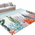Blue Teal Coastal Washable Rug 4x6 Area Rug for Living Room Bedroom Non ...