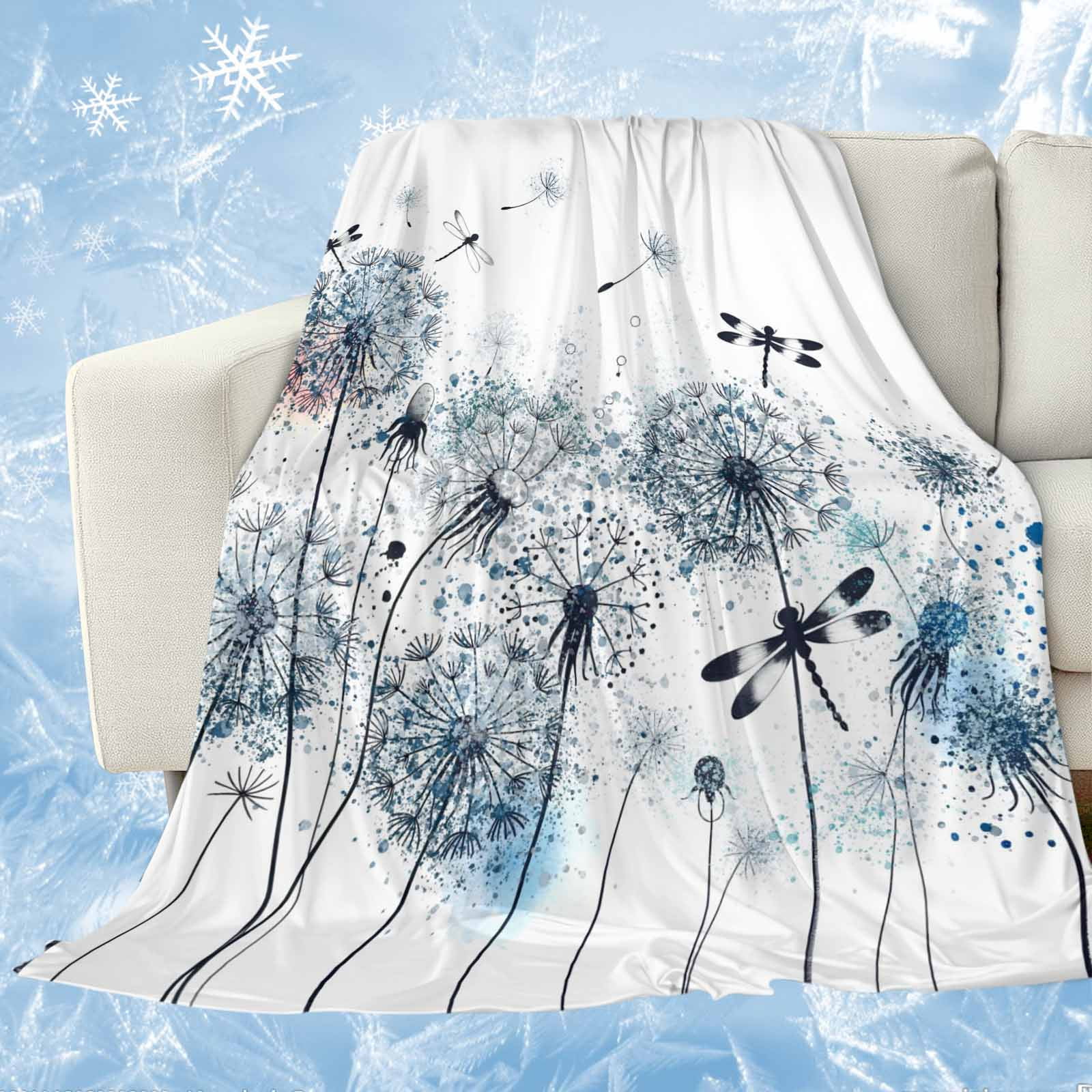 Blue Teal Dandelion Cooling Blanket,Lightweight Breathable Summer Throw ...