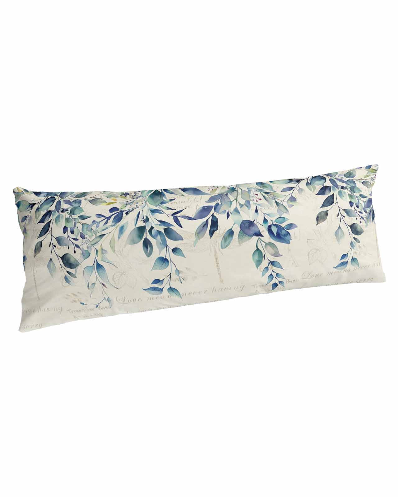 Blue Teal Eucalyptus Leaves Body Pillow Covers, Watercolor Vintage ...