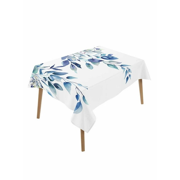 Blue Teal Eucalyptus Leaves Table Cloth, Watercolor Weeping Botanical ...