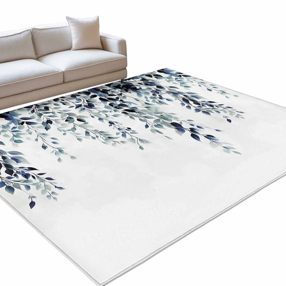 Blue Teal Eucalyptus Washable Rug 3x5 Area Rug for Living Room Bedroom ...