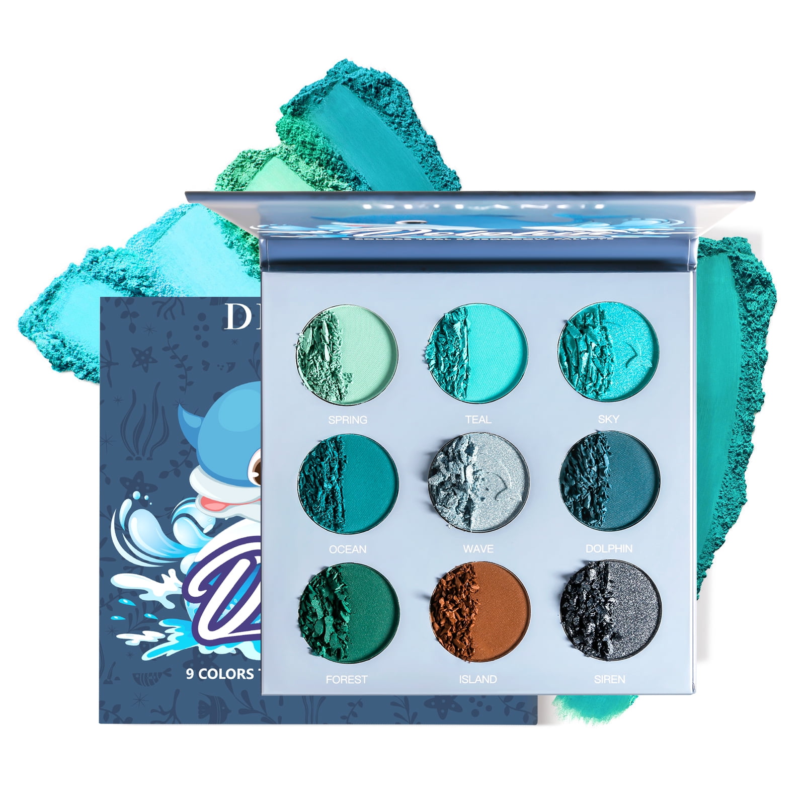 DE'LANCI 9 Color Dolphin Eyeshadow Palette, High Pigmented, Waterproof ...