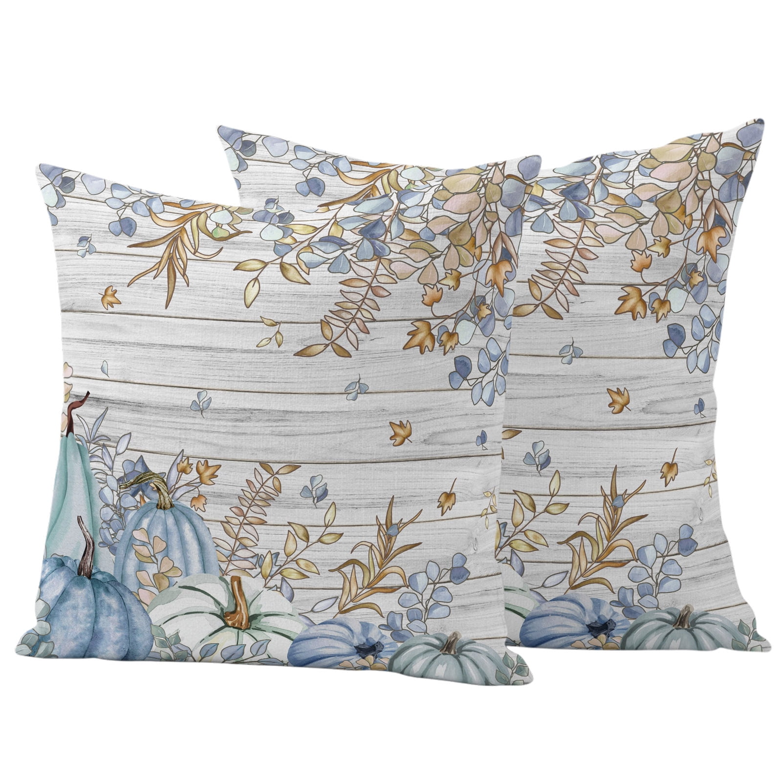 Blue Teal Fall Outdoor Pillow Covers 16"x16" Set of 2,Waterproof Throw ...