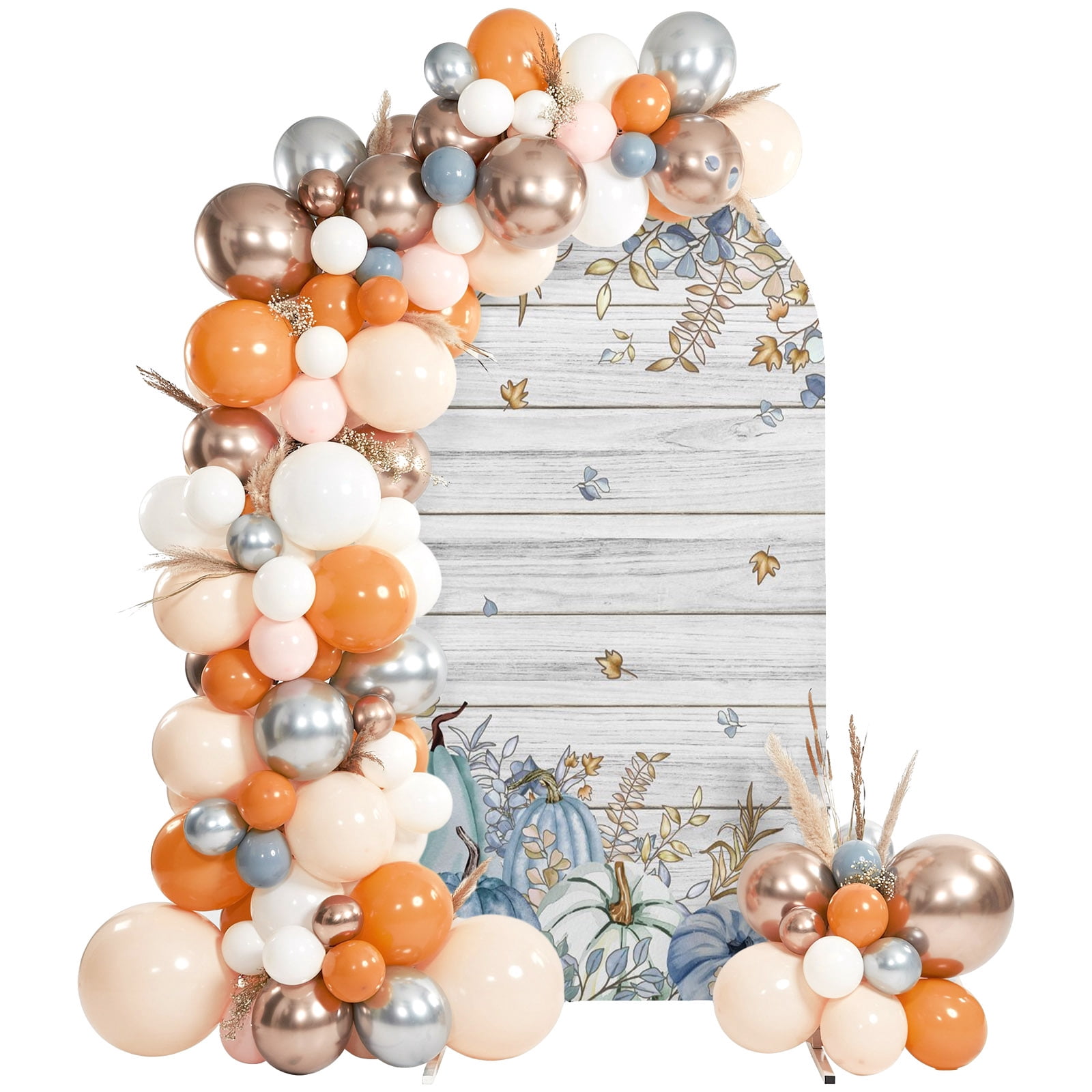 Blue Teal Fall Pumpkins Arch Backdrop Cover 6.6 FT, Thanksgiving ...