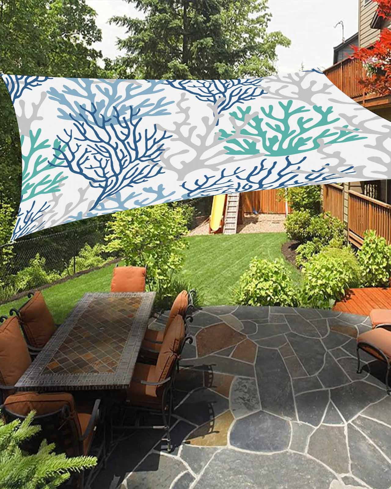 Blue Teal Grey Coral Coastal Sun Sail Shades Rectangle Canopy,Sunlight ...
