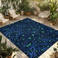 Blue Teal Leopard Outdoor Rug, Rustic Boho Vintage Grain Aesthetic ...