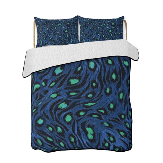 Blue Teal Leopard Quilts Bedding Set Full Size Rustic Boho Vintage ...