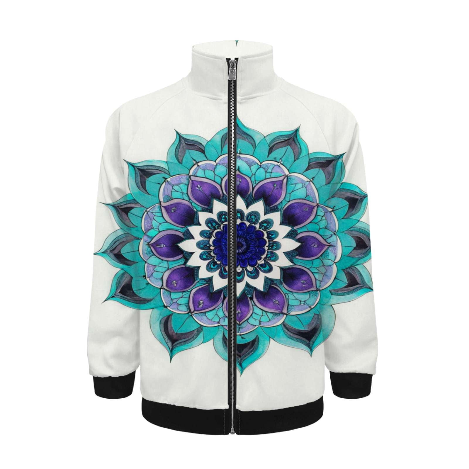 Blue Teal Mandala Art Print Jacket Men's Street Cool Long Sleeves Coat Personality Tops ...