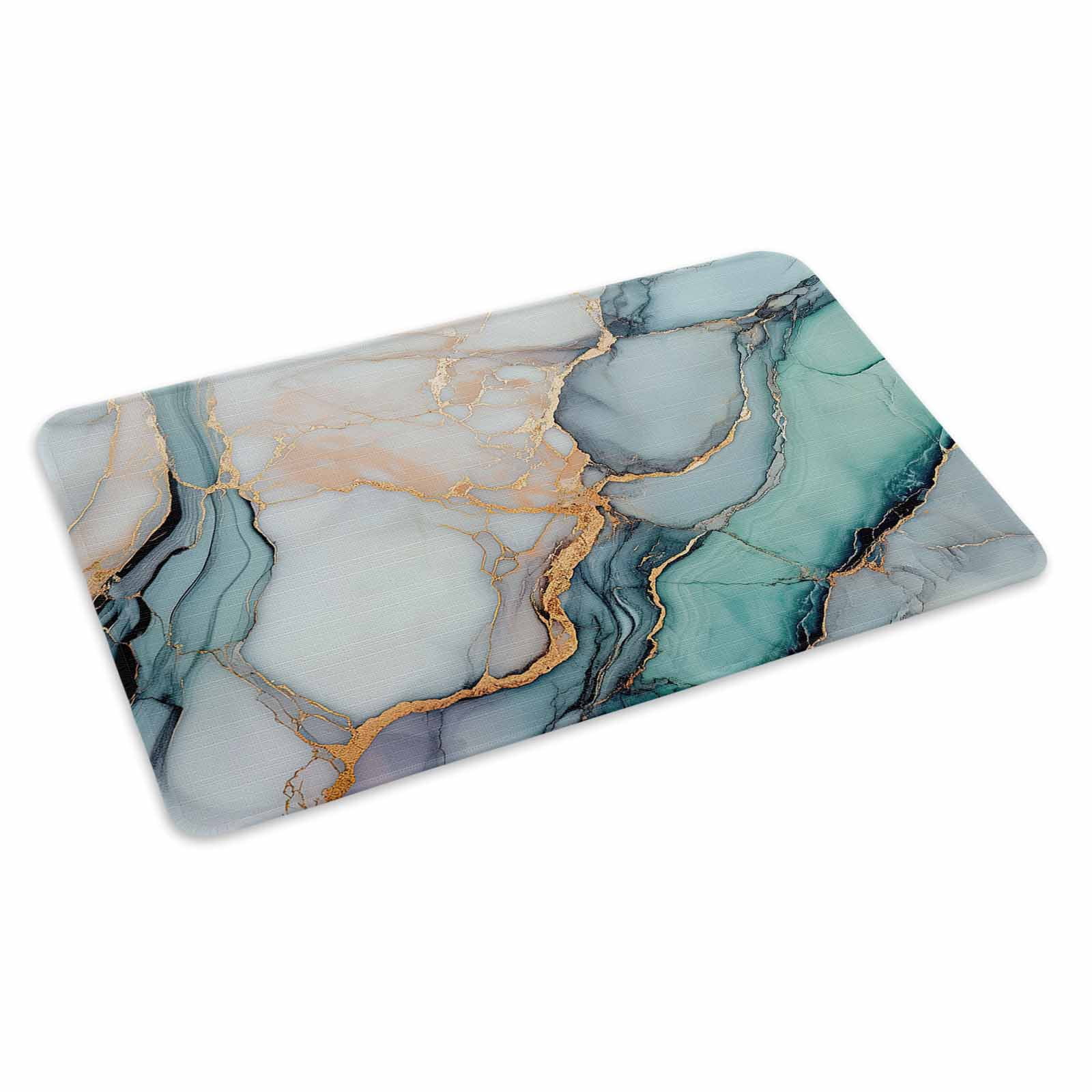 Blue Teal Marble Doormat Outdoor Entrance 16"x24", Modern Ink Painting ...