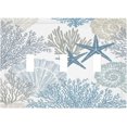Blue Teal Nautical Coastal Starfish Seashell Coral Sea Ocean 3 Gang ...