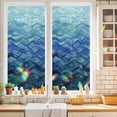 Blue Teal Ocean Waves Window Privacy Film Nautical Coastal Abstract Sea ...