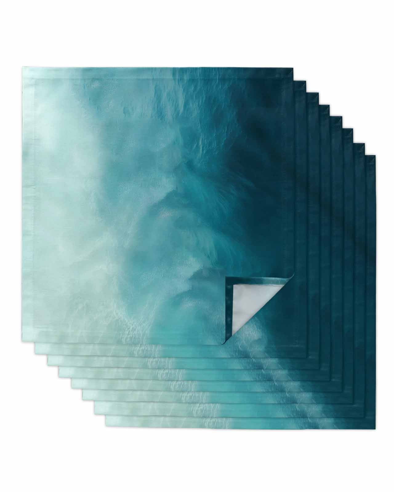 Blue Teal Ombre Cloth Napkins Set of 8 Reusable Dinner Napkins, Coastal ...