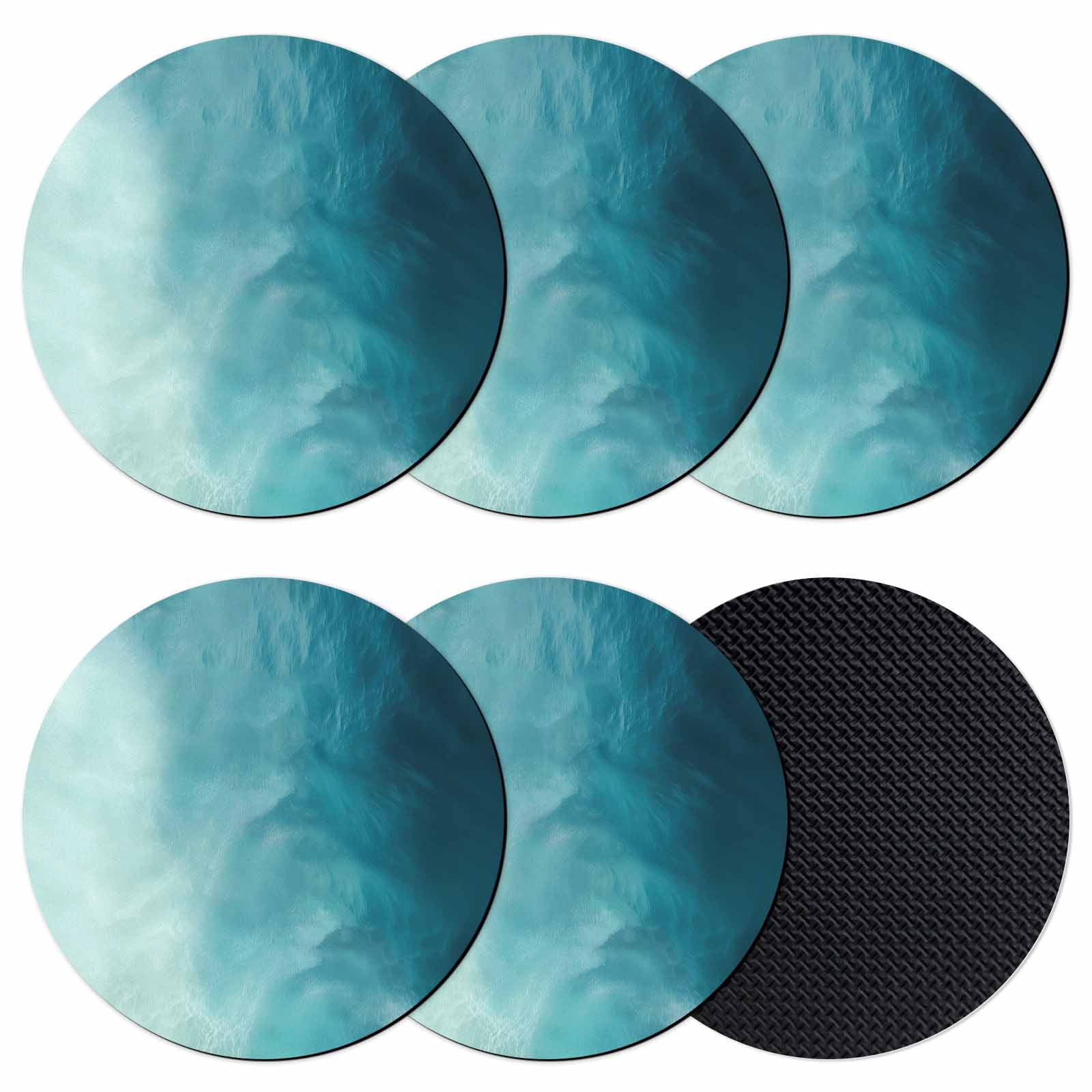 Blue Teal Ombre Coasters Set of 6, Absorbent Coasters for Drinks ...