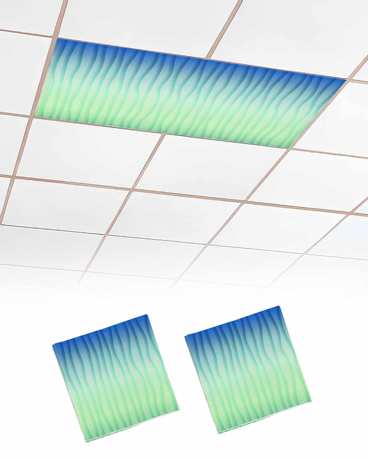 Blue Teal Ombre Fluorescent Light Covers for Ceiling Lights 4x2 feet,2 ...