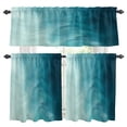 Blue Teal Ombre Kitchen Curtains Set for Windows, Coastal Beach ...