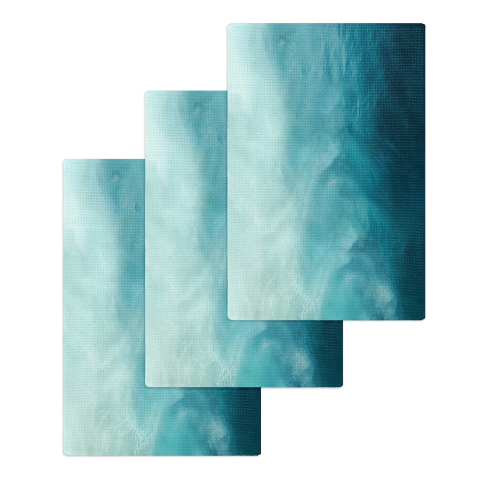 Blue Teal Ombre Kitchen Dish Towels for Drying Dishes Set of 3, Coastal ...