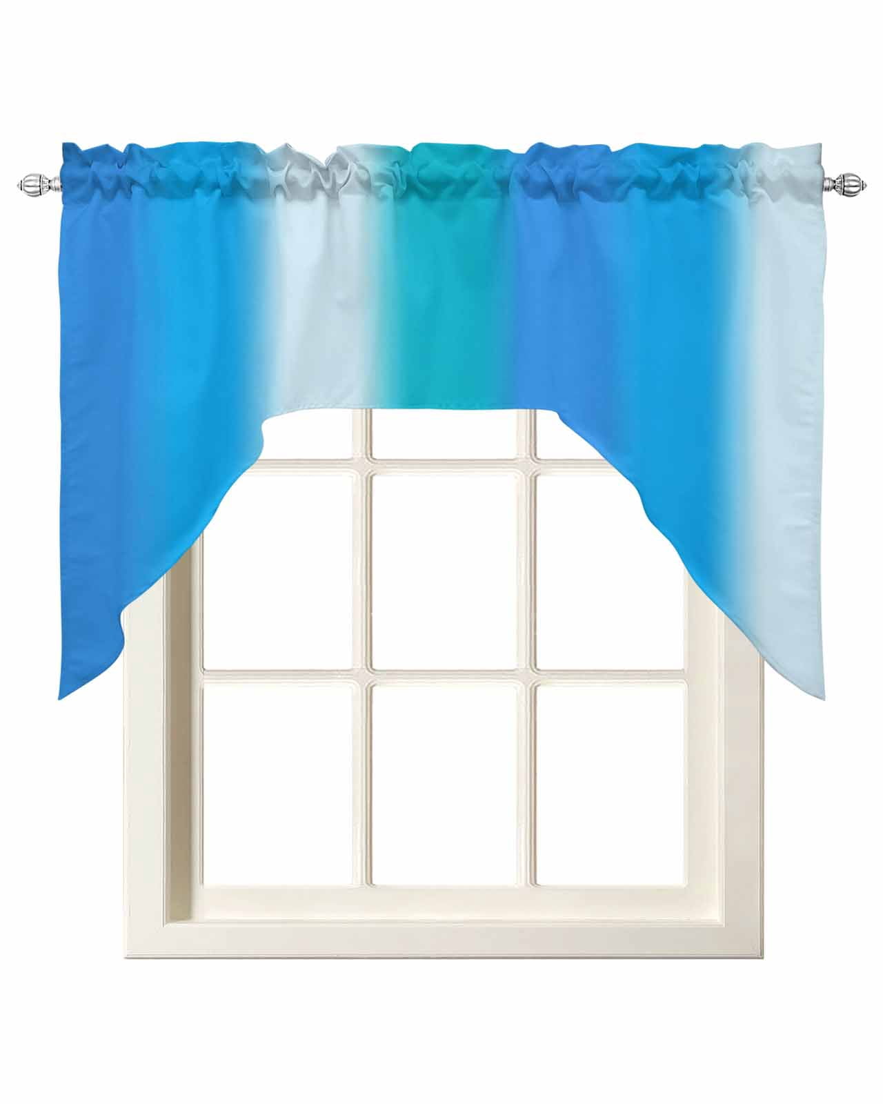 Blue Teal Ombre Kitchen Swag Valances for Windows, Color Gradient ...