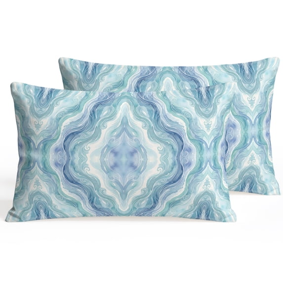 Blue Teal Ombre Lumbar Pillow Covers 12 x 20 Inch Pillow Covers Set of ...