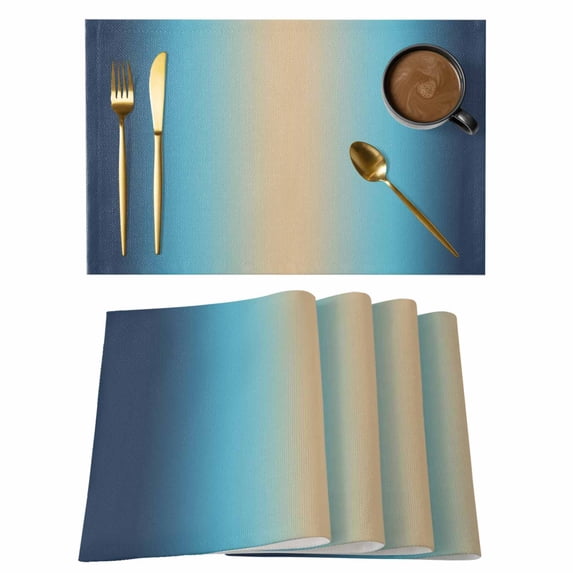 Blue Teal Ombre Placemats Set of 6, Modern Yellow Gradient Farmhouse ...