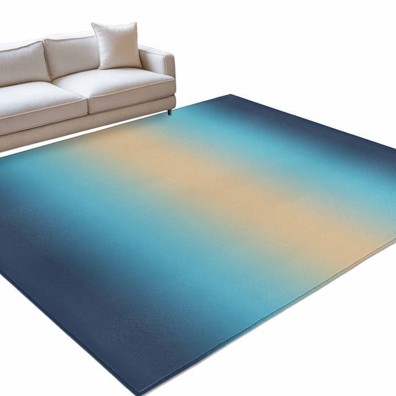 Blue Teal Ombre Washable Rug 5x8 Area Rug for Living Room Bedroom Non ...