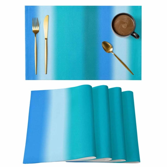 Blue Teal Placemats Set of 12 Modern Abstract Art Striped Ombre Place ...
