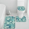 Blue Teal Rose Floral Flower Bath Mat Set Home Gray Butterfly Cover ...