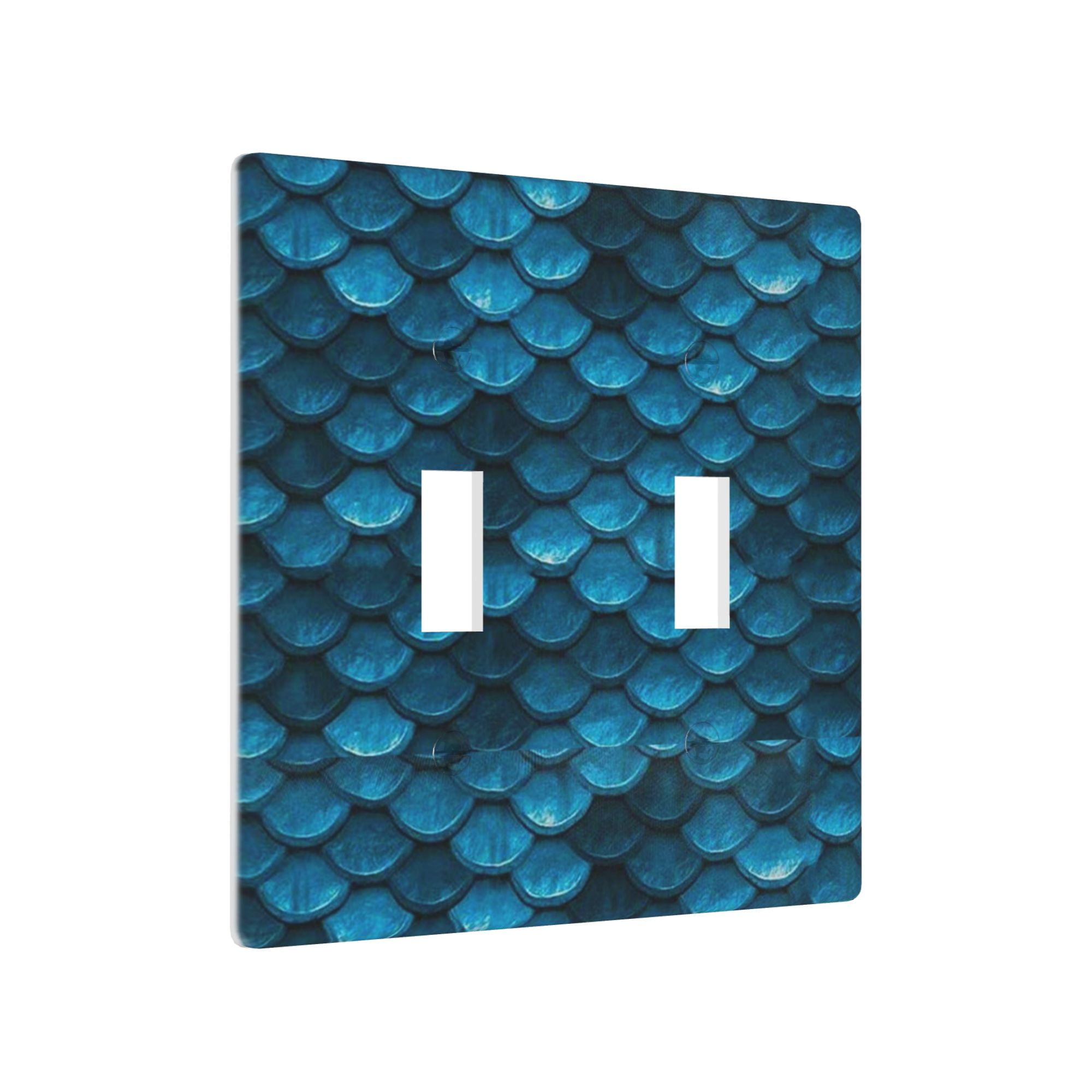 Blue Teal - Shaped Fish Flakes Double Toggle Light Switch Plate ...