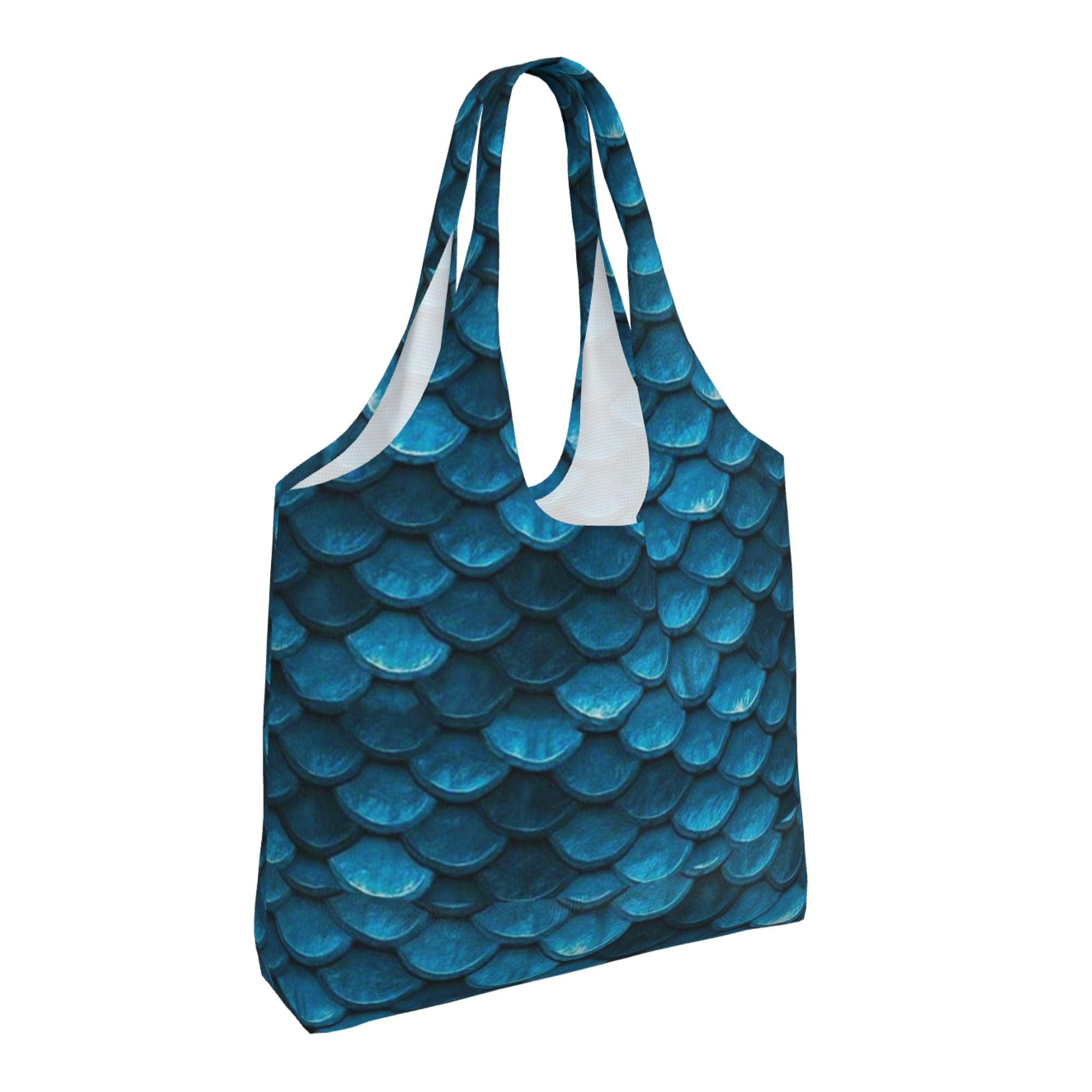 Blue Teal - Shaped Fish Flakes1 Canvas Tote Pocket For Women,Totes Bag ...