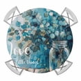 Blue Teal Spring Floral Round Tablecloth for 45-54 Inch Tables,Fitted ...