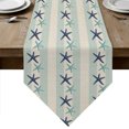 Blue Teal Starfish Coastal Table Runner Linen Burlap Table Runner 60 ...