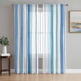 Blue Teal Striped Sheer Curtains for Living Room Bedroom Farmhouse ...