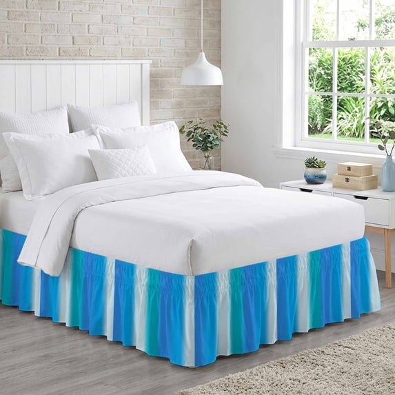 Blue Teal White Gradient Bed Skirt Queen Size 18 Inch Drop, Colorful ...