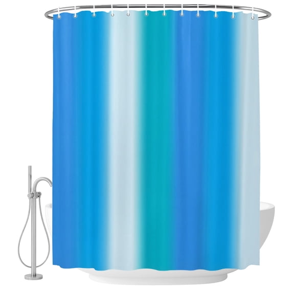 Blue Teal White Gradient Shower Curtain for Bathroom, Colorful Striped ...