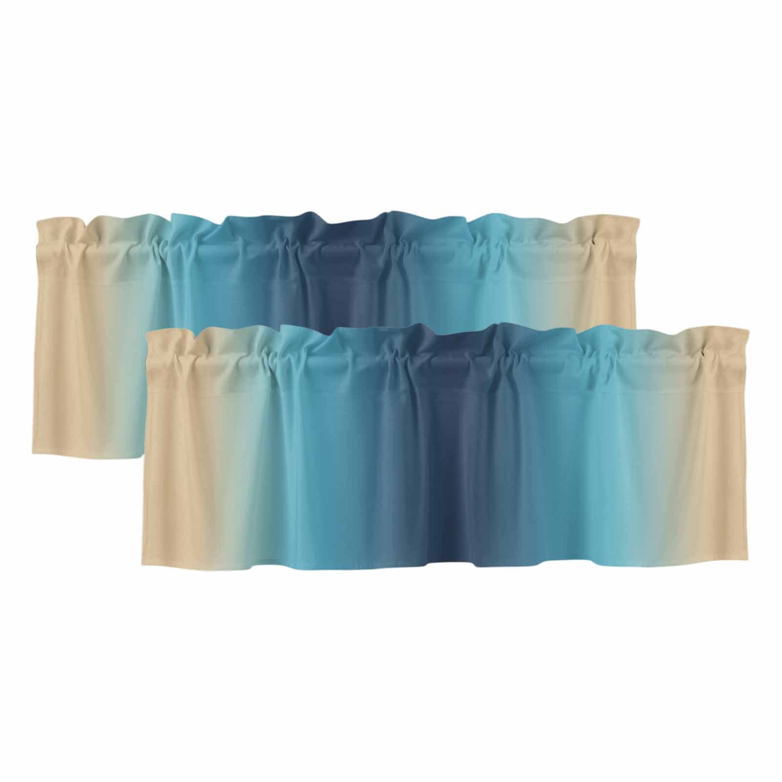 Blue Teal Yellow Ombre Valances for Windows, Decorative Rod Pocket ...