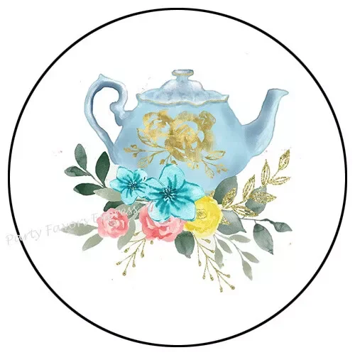 Blue Teapot Tea Party Stickers Party Favors Phone Decal Water Bottle ...