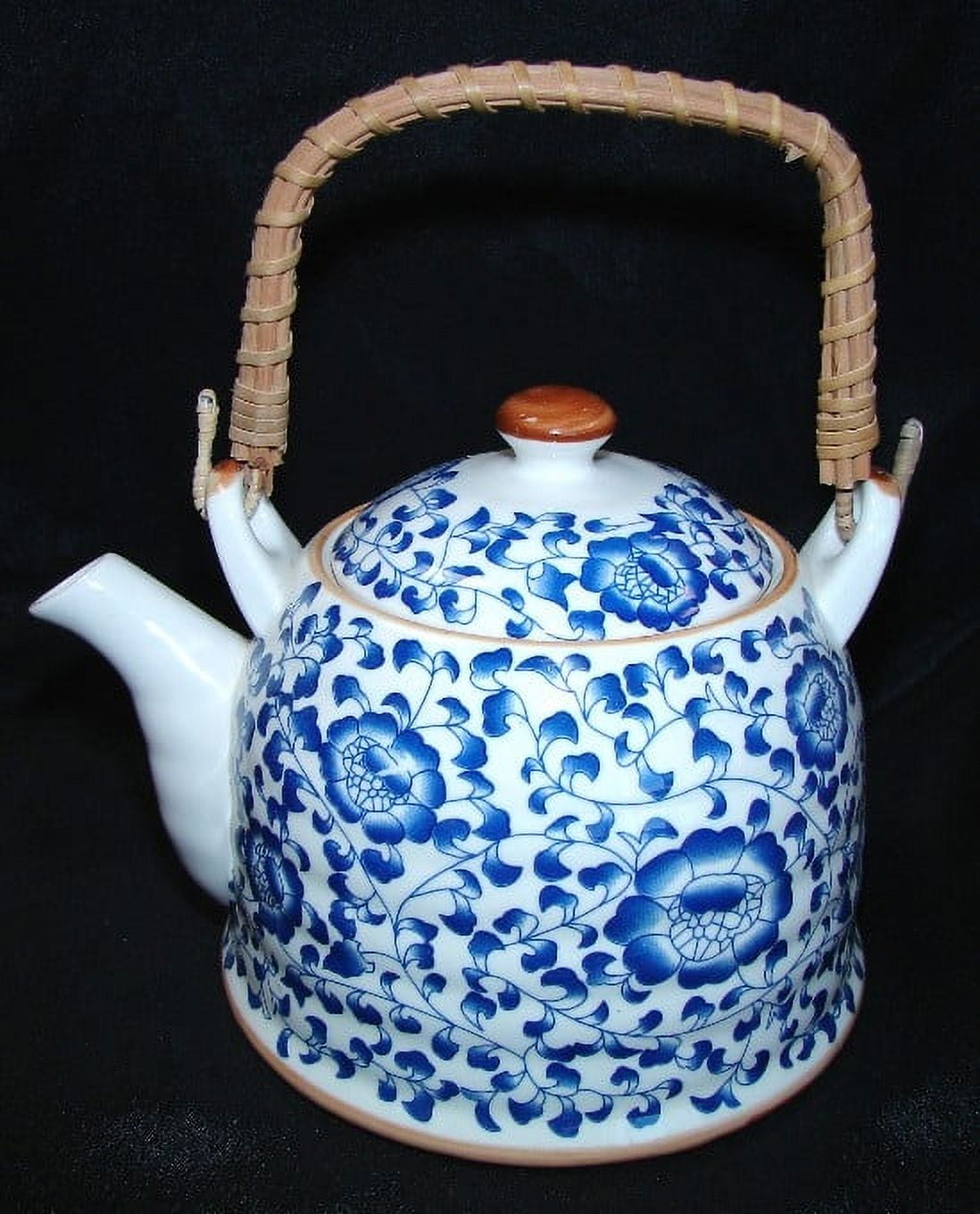Blue Teapot w/ Bamboo Handle and Metal Filter - Walmart.com