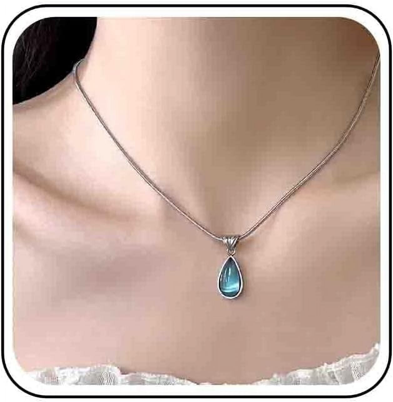 Blue Teardrop Crystal Pendant Necklace With Waterdrop Blue Crystal Pear ...