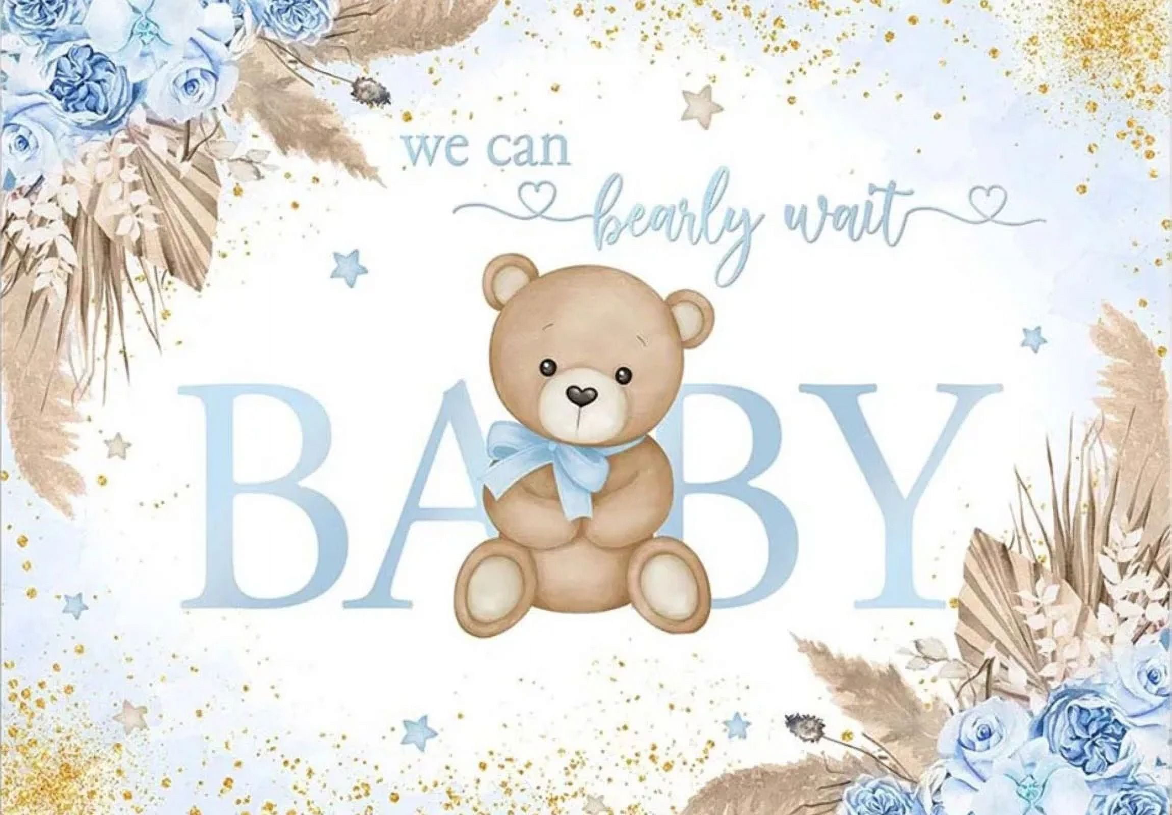 Blue Teddy Bear Baby Shower Backdrop Newborn Boy Welcome Party r ...