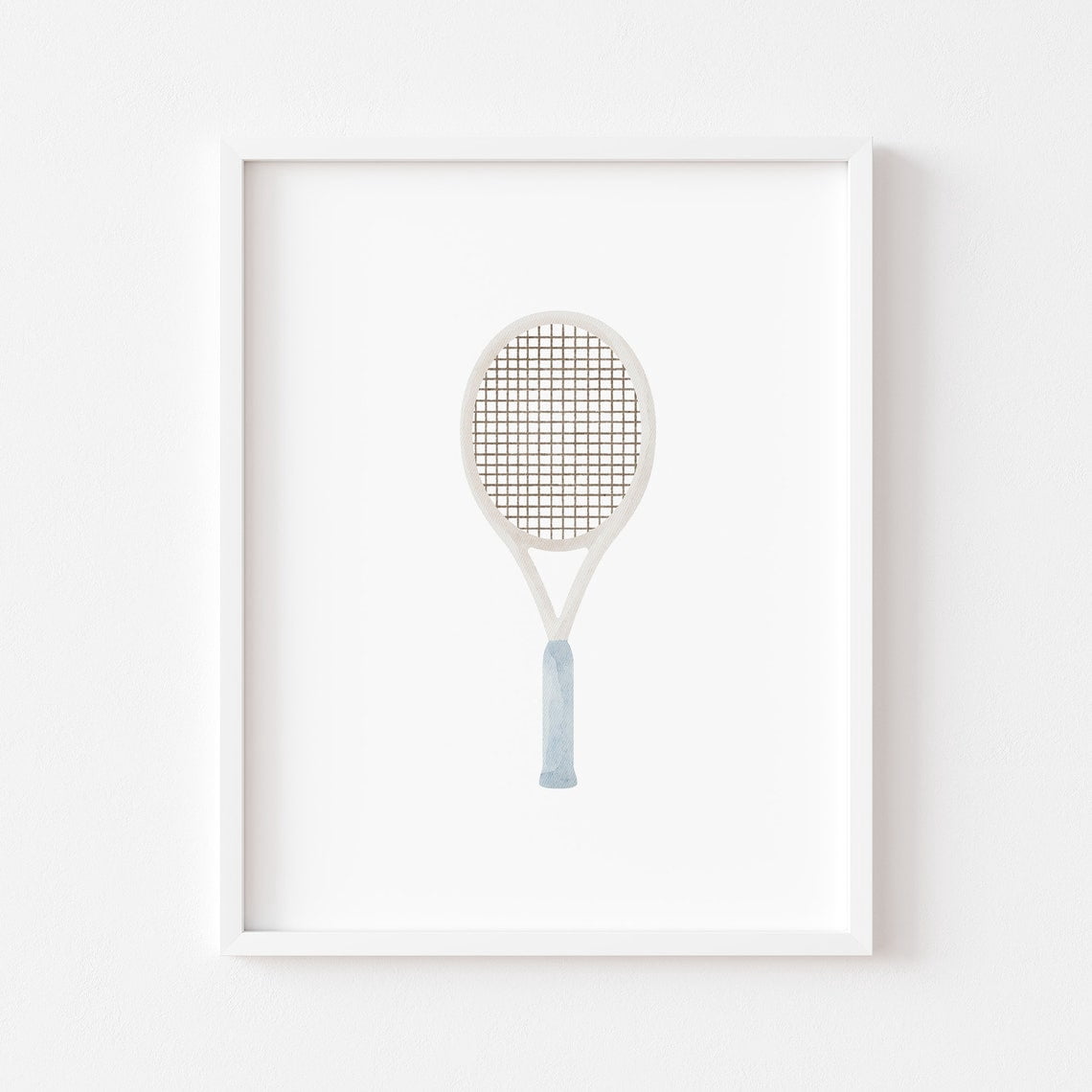 Blue Tennis Racket Print Vintage Sports Nursery Decor Unframed Paper ...