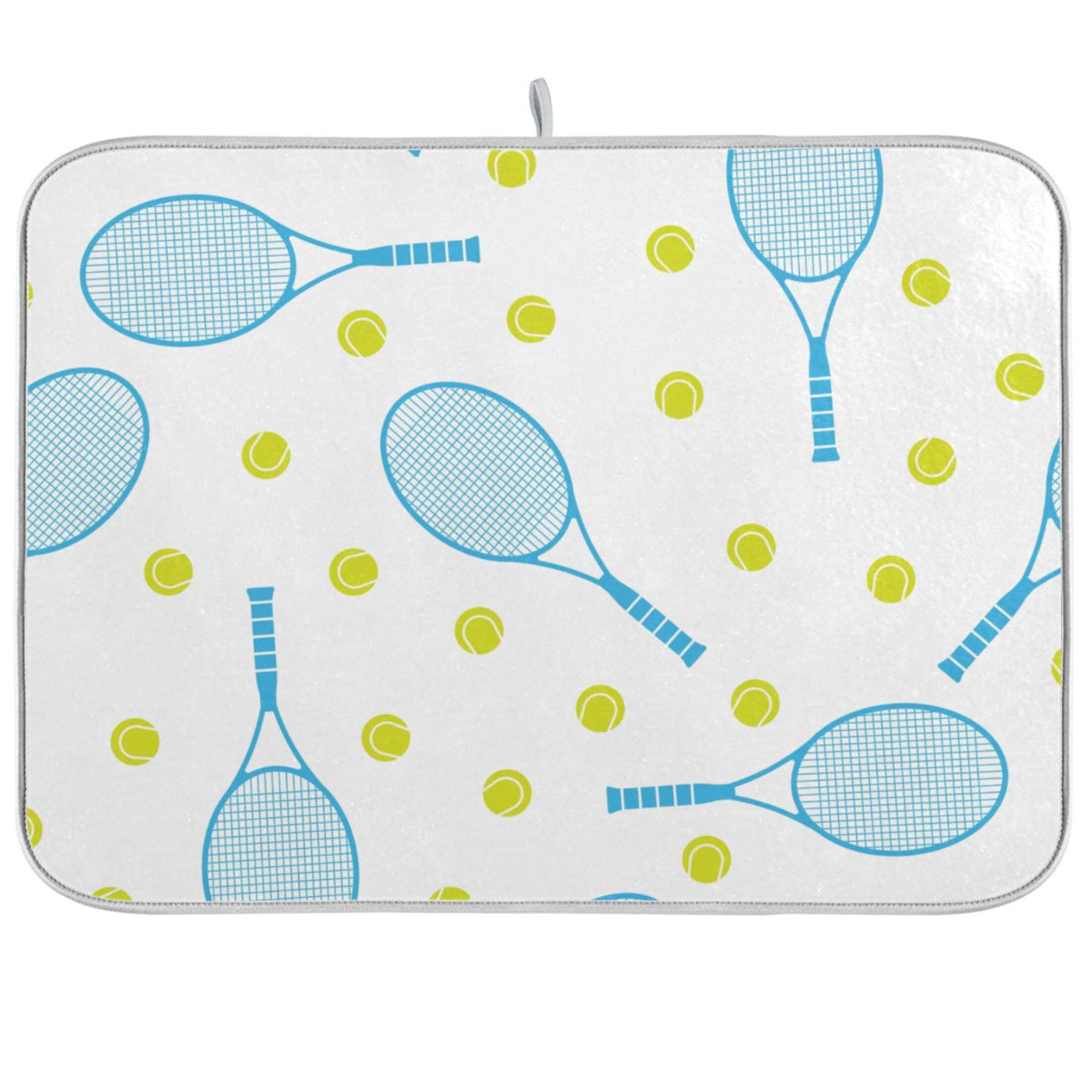 Blue Tennis and Yellow Balls Dish Drying Mat Microfiber Kitchen Pad ...