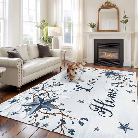 Blue Texas Star Area Rugs 5x7 ft Vintage Berry Faith Love Home Blue ...