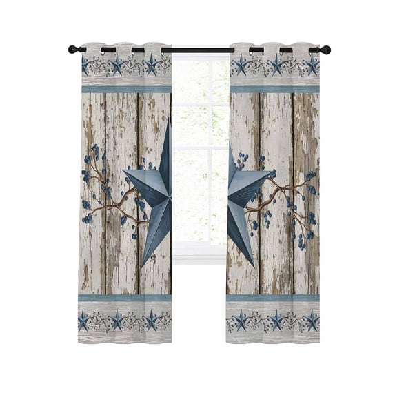 Blue Texas Star Blackout Curtains 96 Inch Length Vintage Farmhouse Blue ...