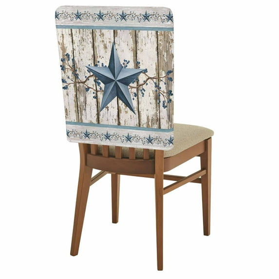 Blue Texas Star Chair Back Covers Set of 4, Vintage Farmhouse Blue Star ...