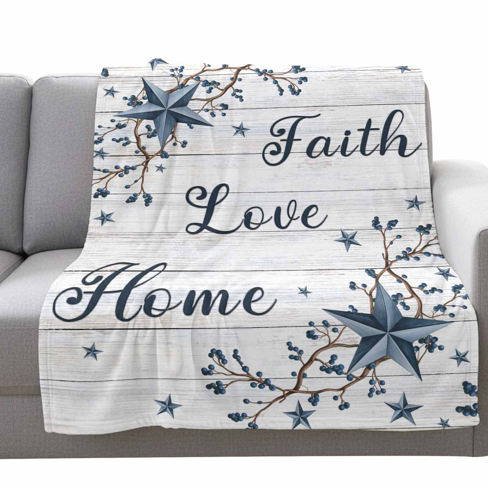 Blue Texas Star Fleece Throw Blanket Lightweight Vintage Berry Faith ...