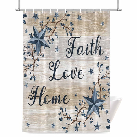 Blue Texas Star Shower Curtains for Bathroom, Vintage Berry Faith Love ...