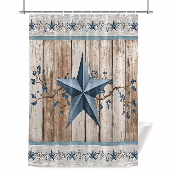 Blue Texas Star Shower Curtains for Bathroom, Vintage Blue Star Berry ...